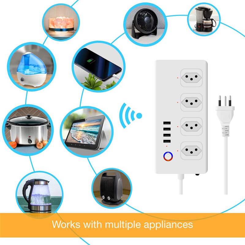 WiFi Smart Power Strip Brazil Plug Smart Power Bar... – Vicedeal