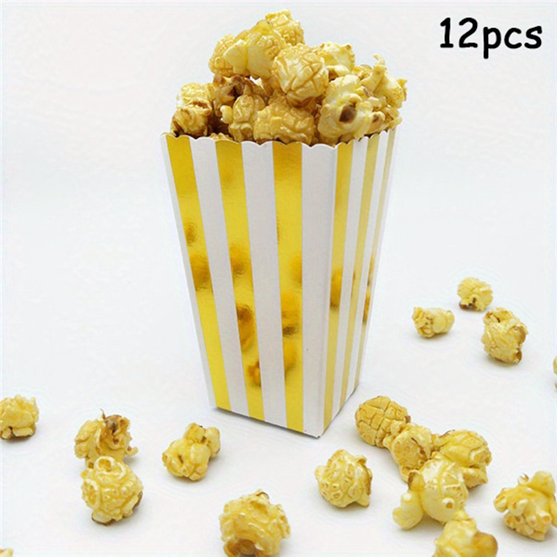 12pcs Gold Stiff Paper Mini Party Popcorn Boxes Po... – Grandado