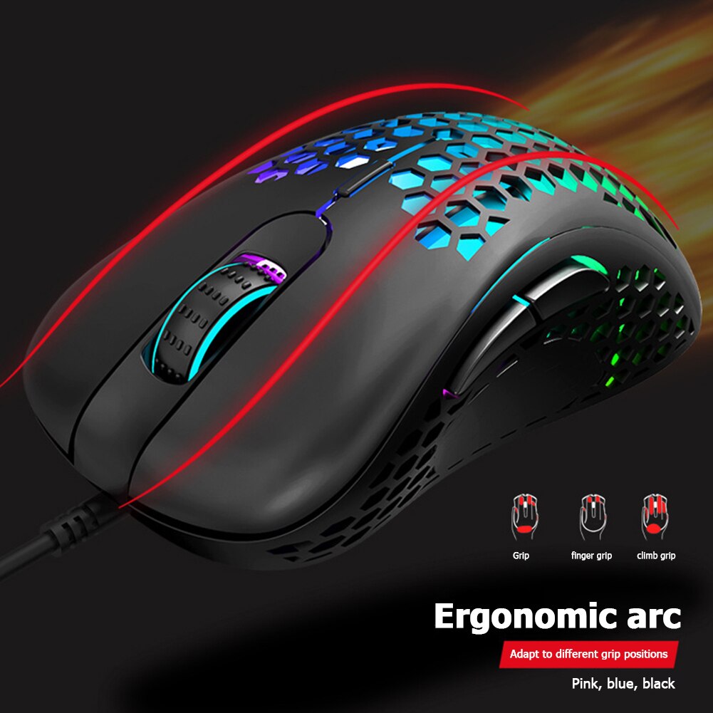 M65 Colorful RGB Light Weight Wired Mouse Hollow-o... – Grandado