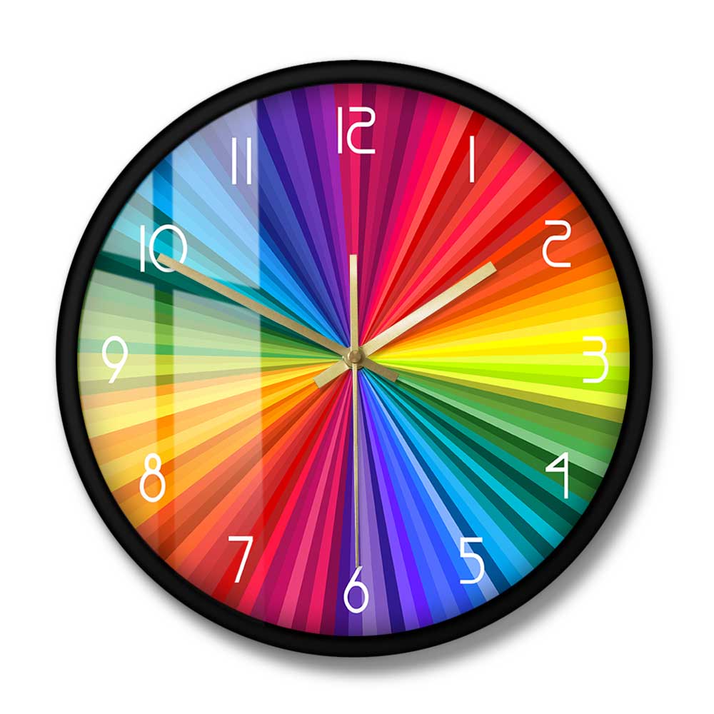Bright Rainbow Ray Colorful Printed Wall Clock Rai... – Grandado