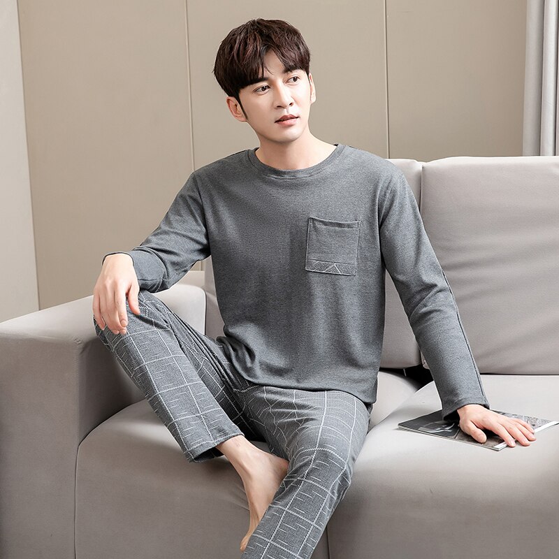 Pyjama Man M-4XL Pijamas Lange Mouwen Homewear Lei... – Vicedeal