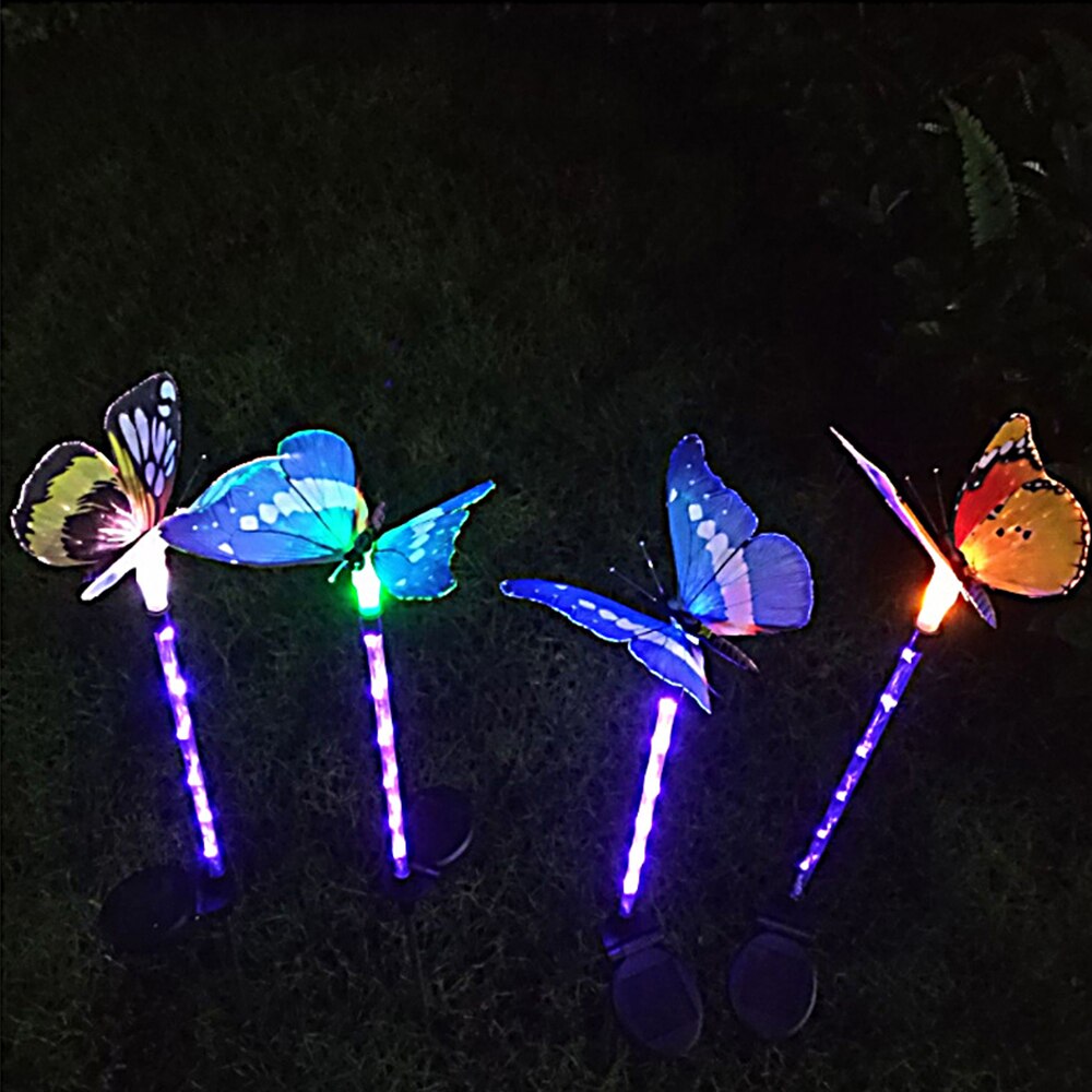Solar night view fiber optic butterfly lights, col... – Grandado