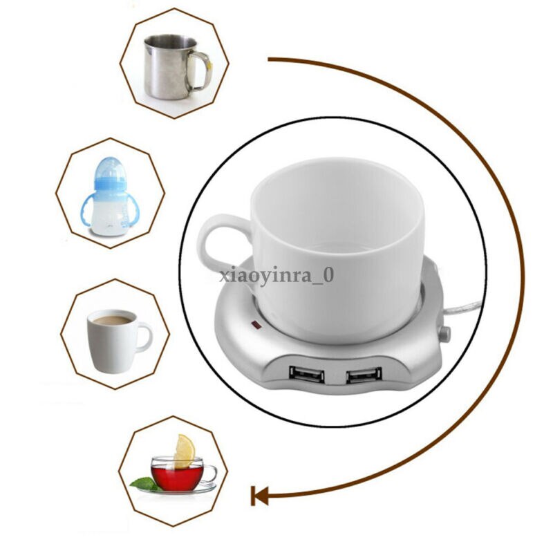 USB Tea Coffee Cup Mug Warmer Heater Pad with 4 Po... – Vicedeal