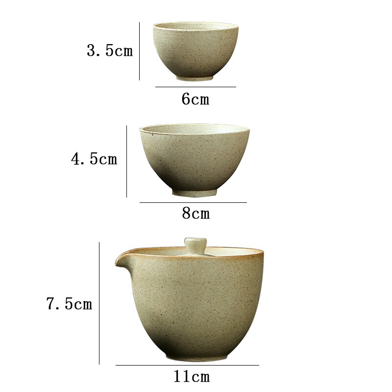 1 Tea Pot+2 Cups Quick and Easy Rough Pottery Cera... – Grandado