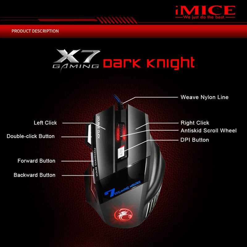 IMICE 5500DPI Wired Gaming Mouse 7 Button LED Opti... – Grandado