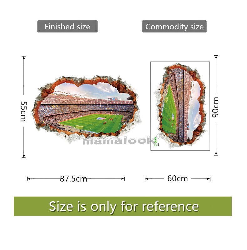 Broken Wall 3D Soccer Field Wall Stickers for kids... – Grandado