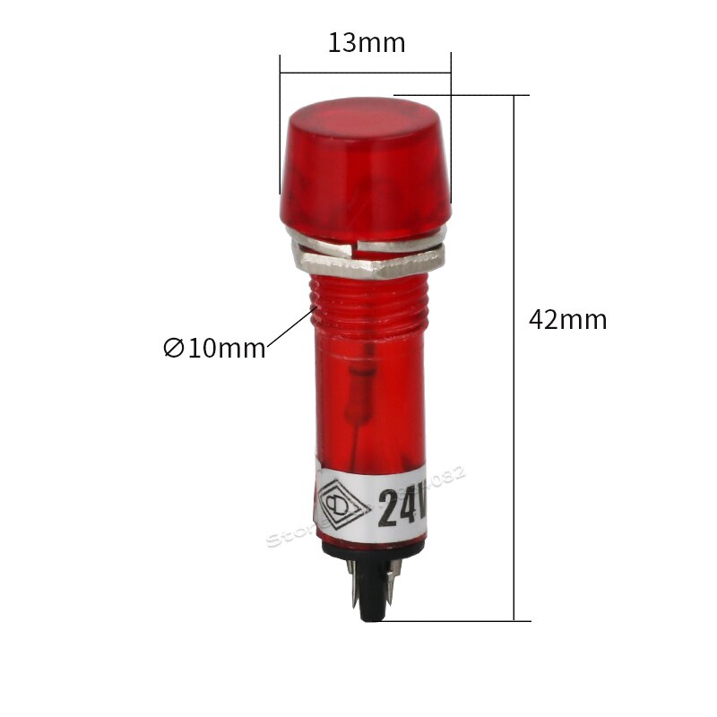 10pcs 10mm Signaal lamp lampje Groen rood 12V 24VD... – Grandado