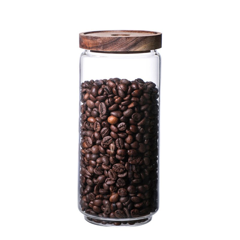 750ml Acacia Wood Glass Storage Jar with Lid Trans... – Grandado