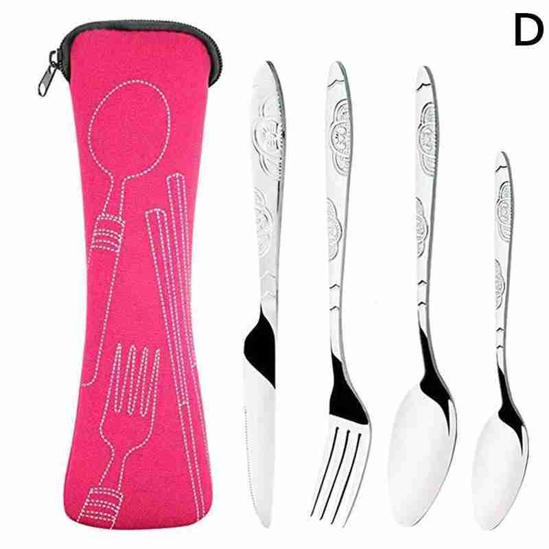 Cutlery Set 4Pcs/set Steel Knife Fork Spoon Family... – Vicedeal