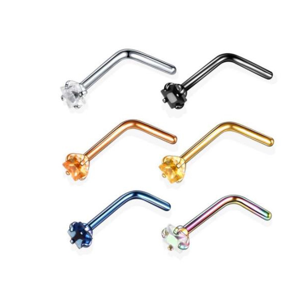 5Pcs Zircon Nose Stud Steptum Hooks Bar Piercing E... – Grandado