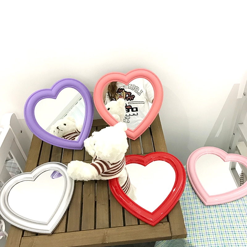 Pink Love Mirror Desktop Vanity Mirror Wall Mounte... – Grandado