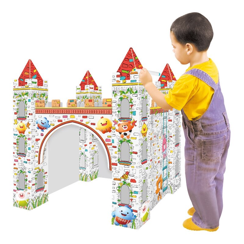 Diy Drawing Castle Toy Coloured Graffiti Paper Hou... – Grandado