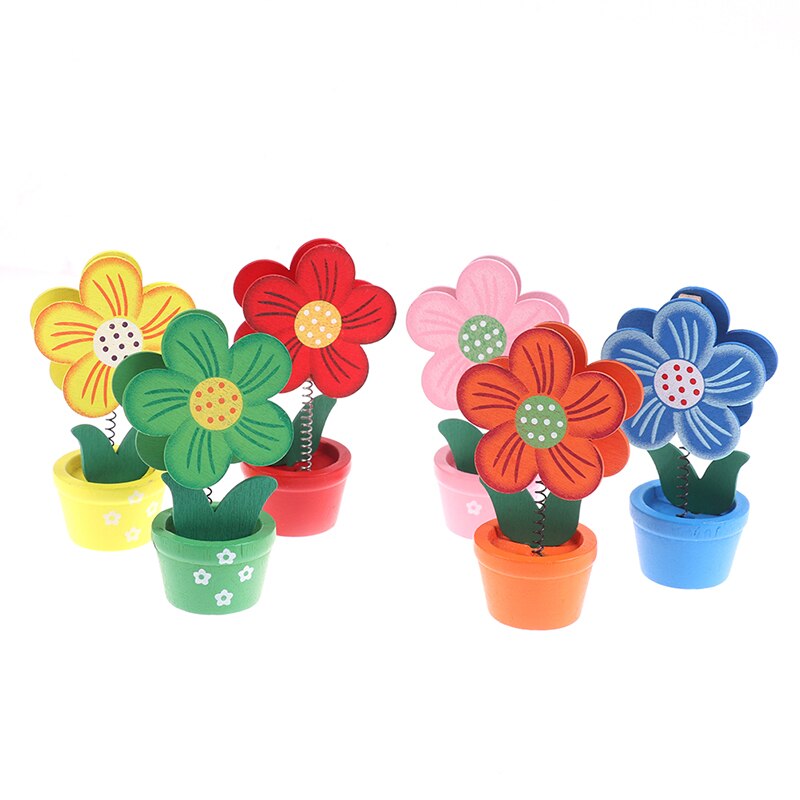 1Pc Wooden Flower Pot Crafts Memo Clamp Photo Clip... – Grandado