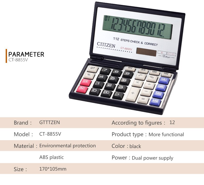 CT-8855V box flip calculator calculator 12 digit A... – Grandado