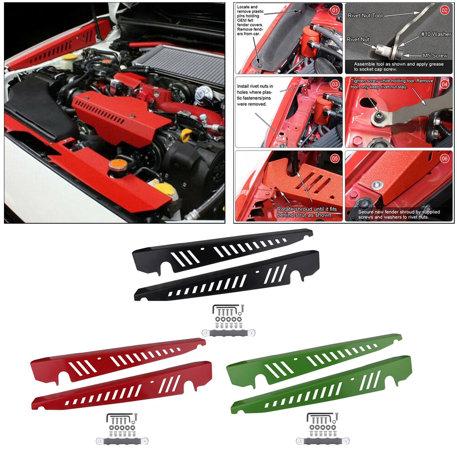 1 Pair Aluminum Fender Shrouds Panel Plate Engine ... – Grandado