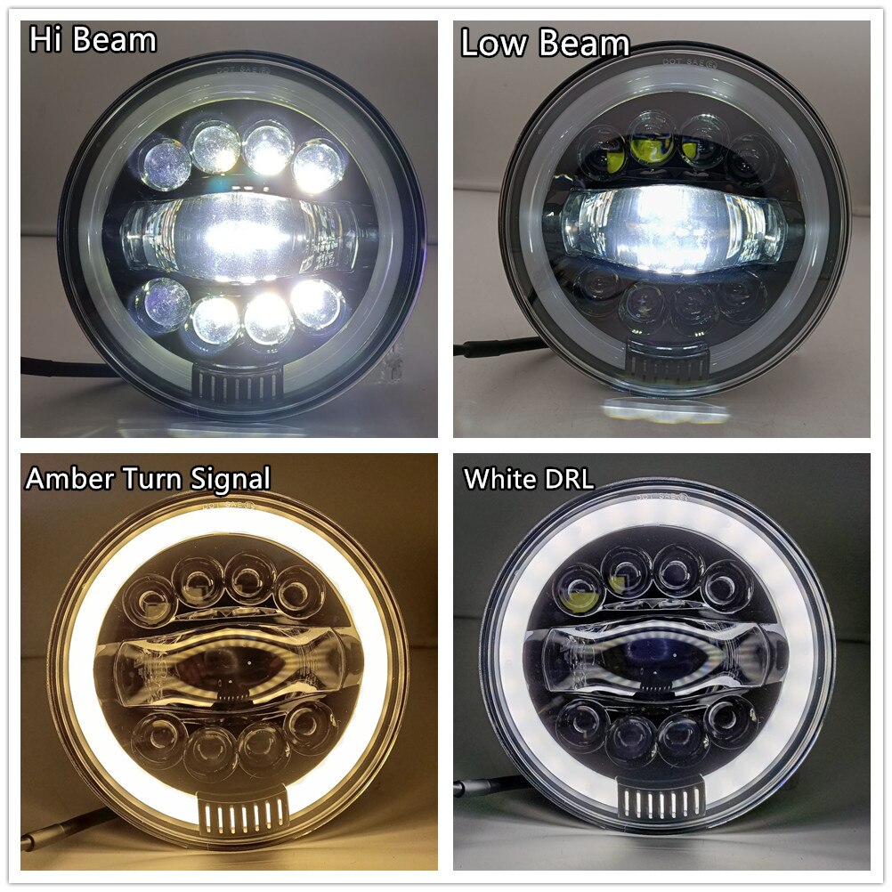 Neue 7Zoll Motorrad LED Scheinwerfer Schwarz für K... – Grandado