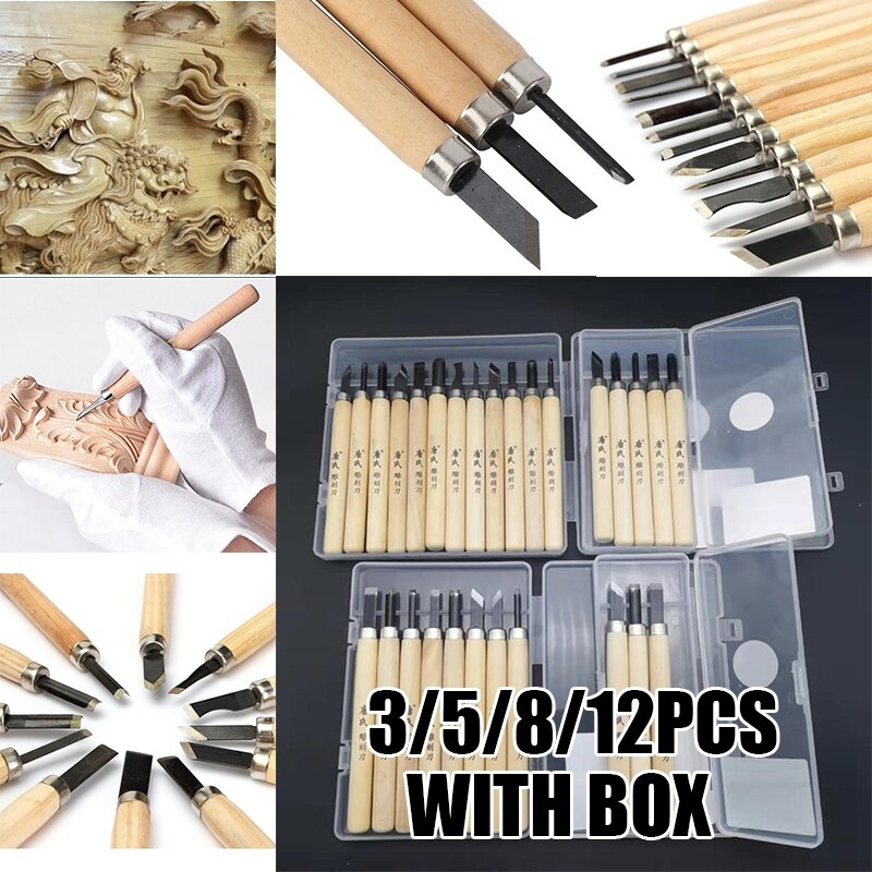 3/5/8/12Pcs Set Wood Carving Tool Set Chisels Cutt... – Vicedeal