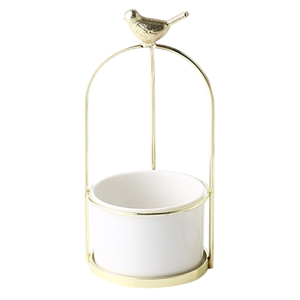 Plant Flower Planter Ceramic w/Gold Bird Handle Ho... – Grandado