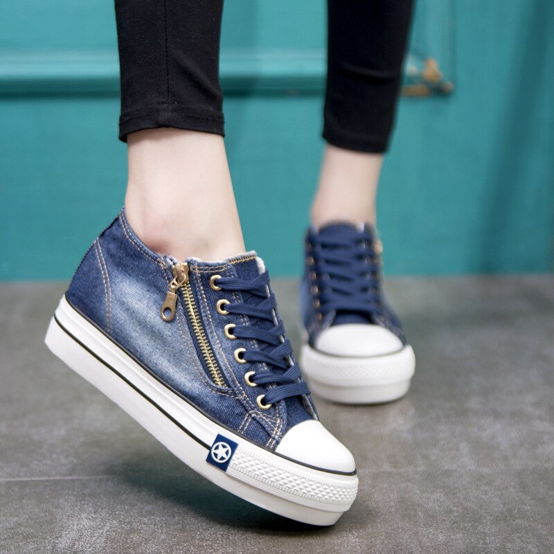 Loecktty women shoes Side zipper denim women casua... – Grandado