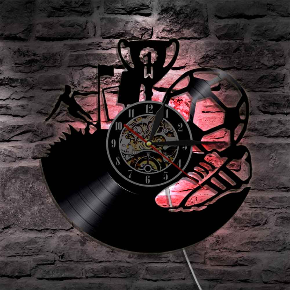 Football Wall Clock Vinyl Record Time Watch Soccer... – Grandado