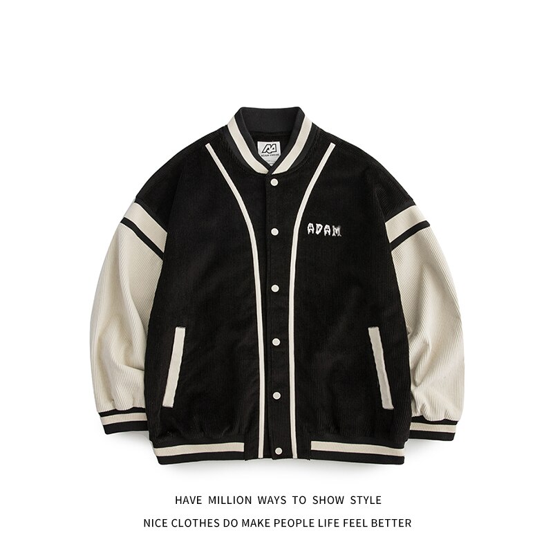 Hip Hop Herfst Jas Man Patchwork Corduroy Oversize... – Grandado