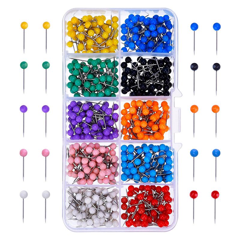 Map Tacks Push Pins Plastic Head with Steel Point,... – Grandado