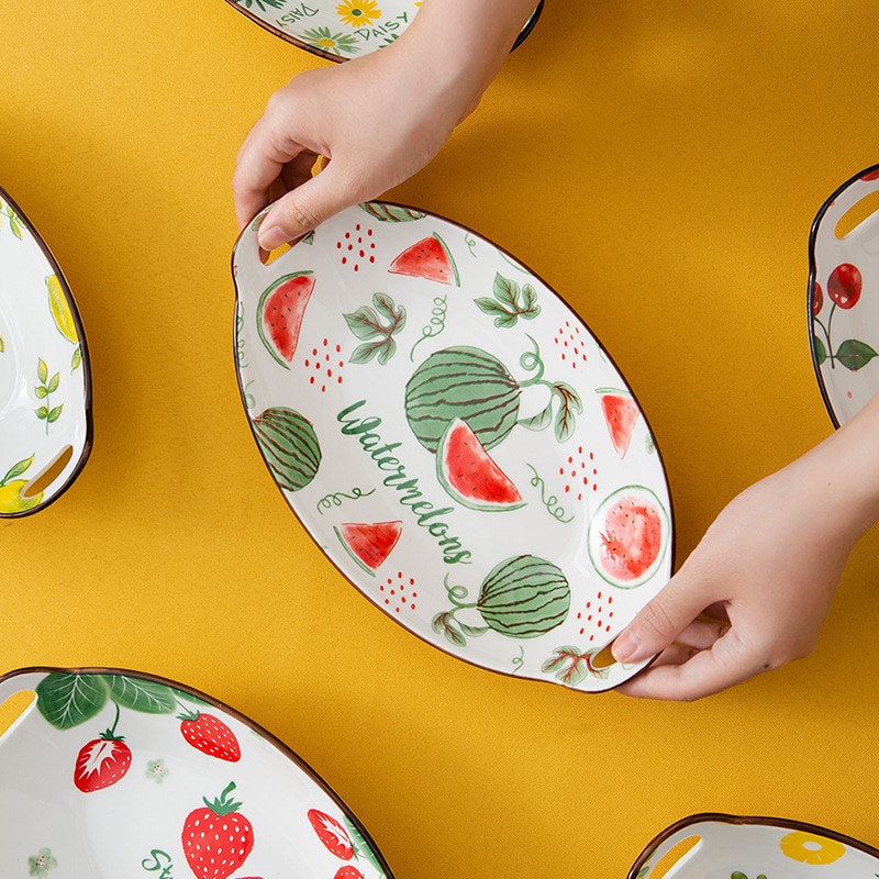 9 Inch Plates Sets Tableware Porcelain Strawberry ... – Vicedeal