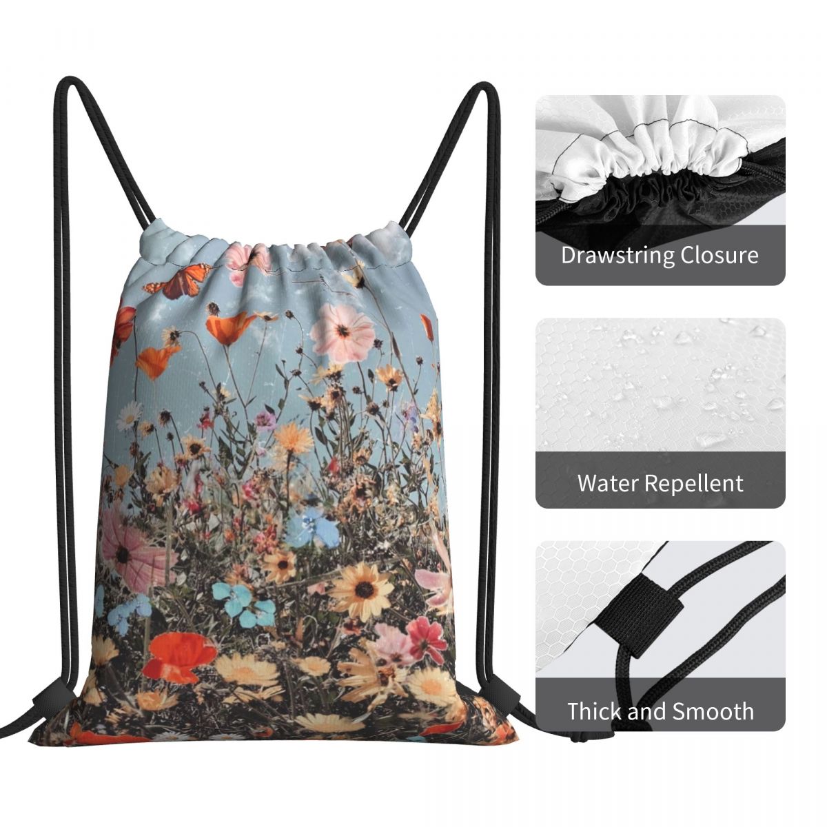 Bohemian Patterns Boho Aesthetic Drawstring Bags S... – Grandado