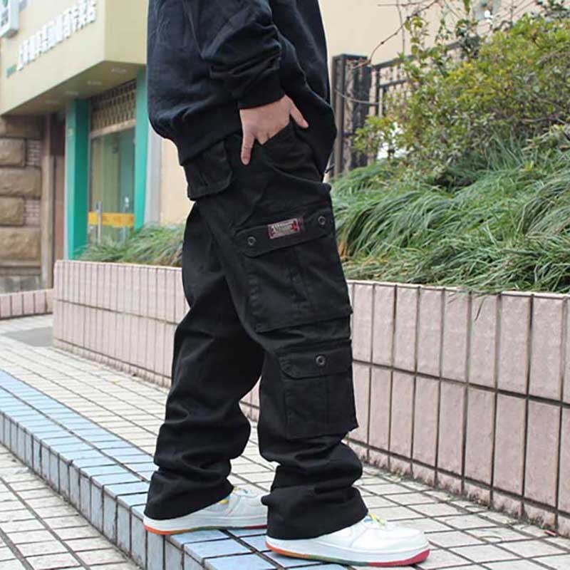 Cotton Cargo Pants with Big Pocket Men Casual Stra... – Grandado