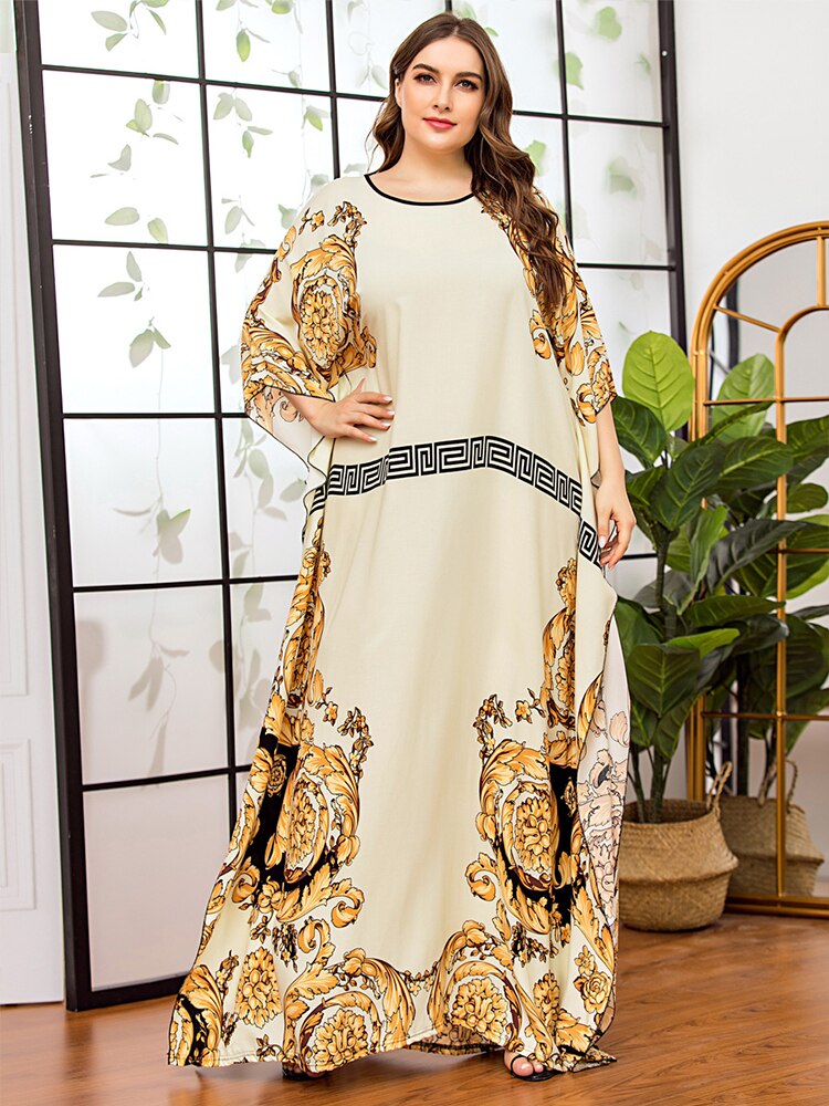 Abayas For Women Dress Plus Size Viscose Print O N... – Vicedeal