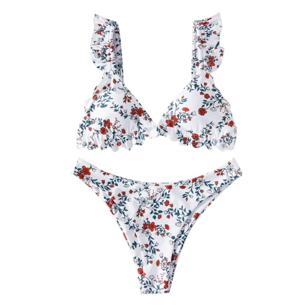 4# Women Flower Printed Bikini Set High Cut V Neck... – Vicedeal