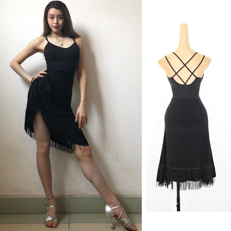 Latin Dance Dress Adults Beauty Back Fringed Suspe... – Grandado