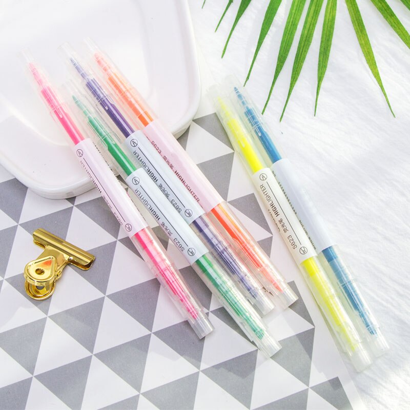 Double Head Highlighter 6 Color Eye Catching Round... – Vicedeal