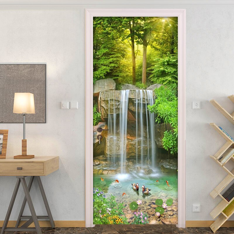 Waterfall 3D Landscape Door Sticker Wall Painting ... – Grandado
