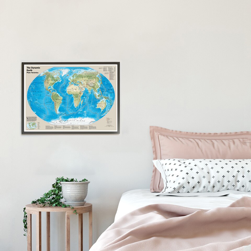 84*59cm Map of The Dynamic Plate Tectonics Canvas ... – Vicedeal