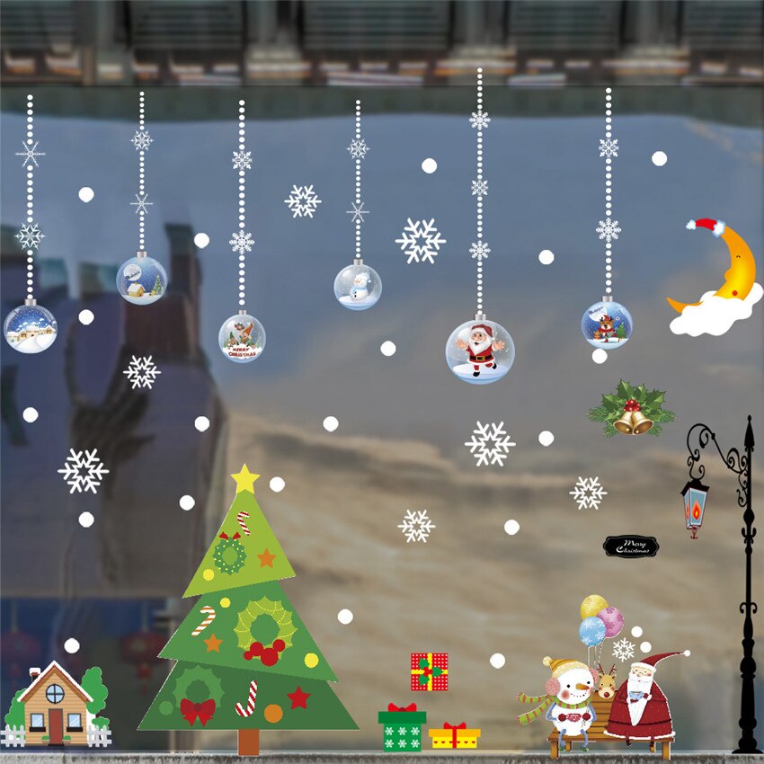 Christmas Santa Snowman Electrostatic Wall Sticker... – Grandado