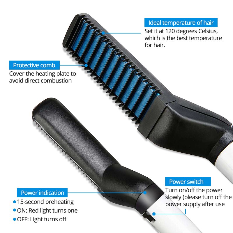 Hair Styler Comb Beard Straightener Fast Heating S... – Grandado