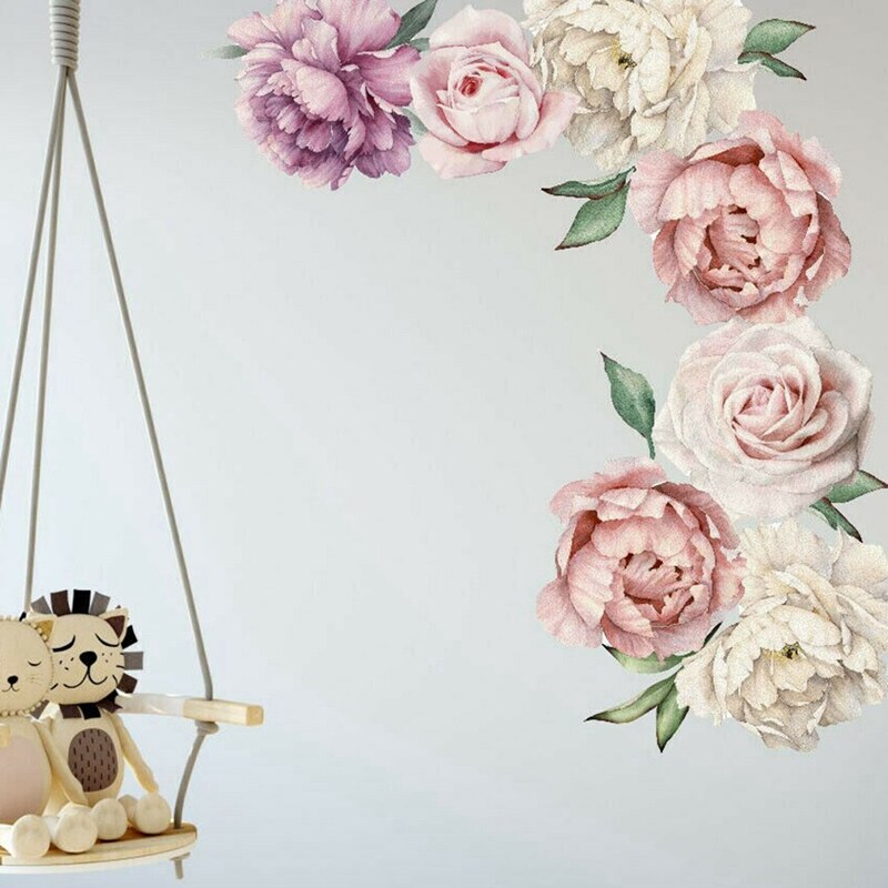 1Pcs Peony Flowers Wall Sticker Art Nursery Decals... – Grandado