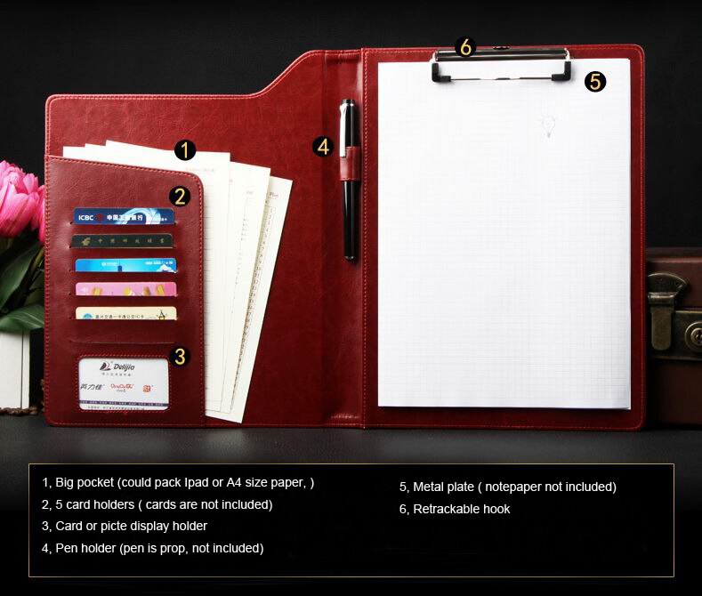 A4 Red Leather Password Document Bag Manager File ... – Vicedeal