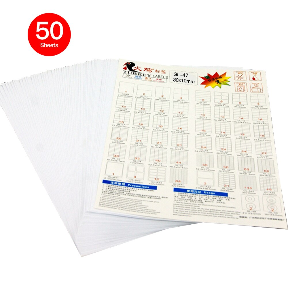 50 Sheets Sticker Paper White Matte Adhesive Label... – Vicedeal