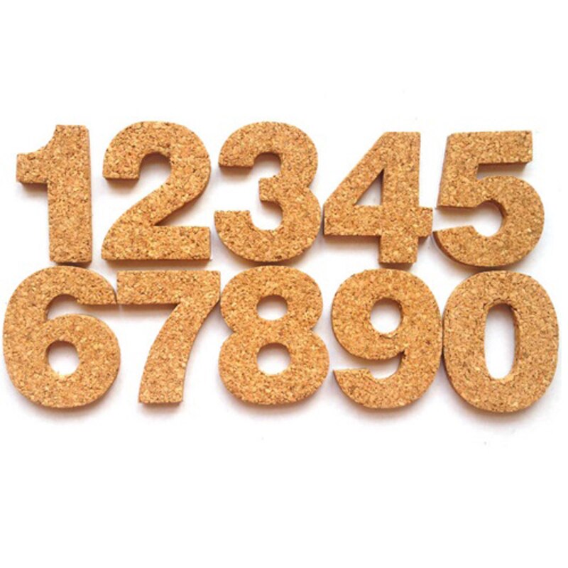 DIY Cork Wood 10 Number Sticker Set Self-stick Phe... – Grandado