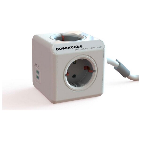 Cube Multiplugs Allocacoc Power Cube Usb Grey – Grandado