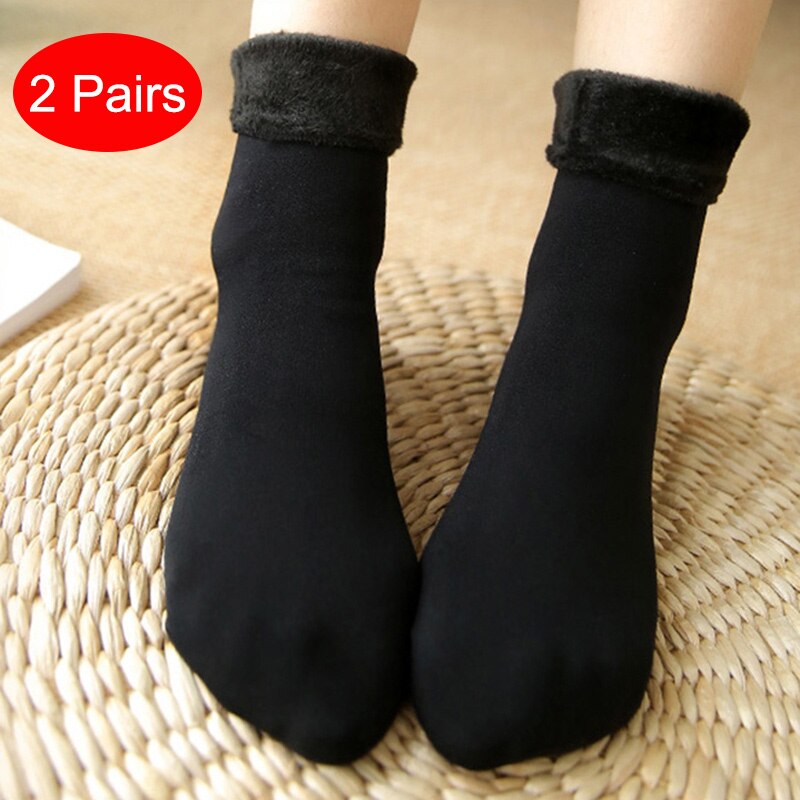 2 Pair Women Man Warm Fleece Socks Winter Snow Sof... – Grandado