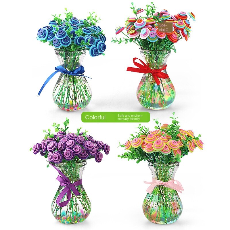 Button Flowers Children DIY Kindergarten Diy Hand ... – Grandado