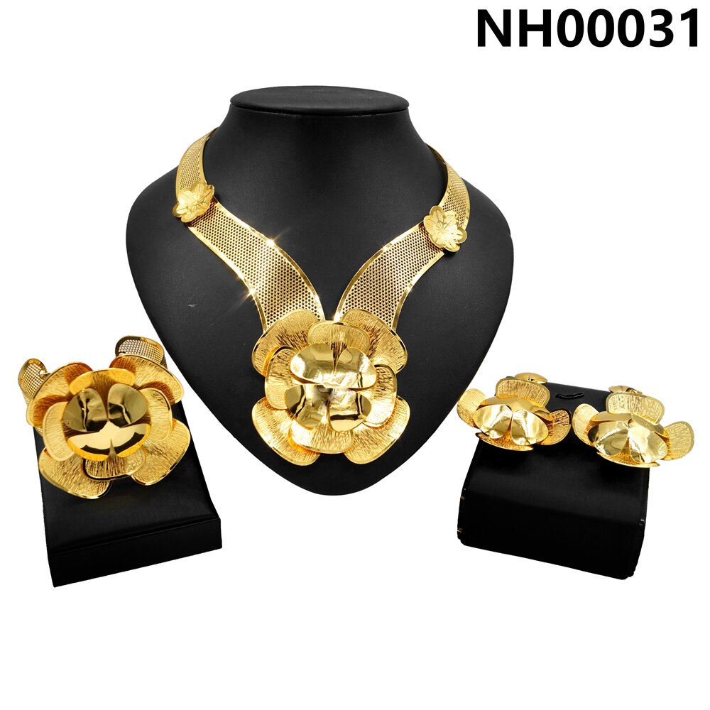 24K Dubai Gouden Sieraden Set Dames Bloem Glossy K... – Grandado