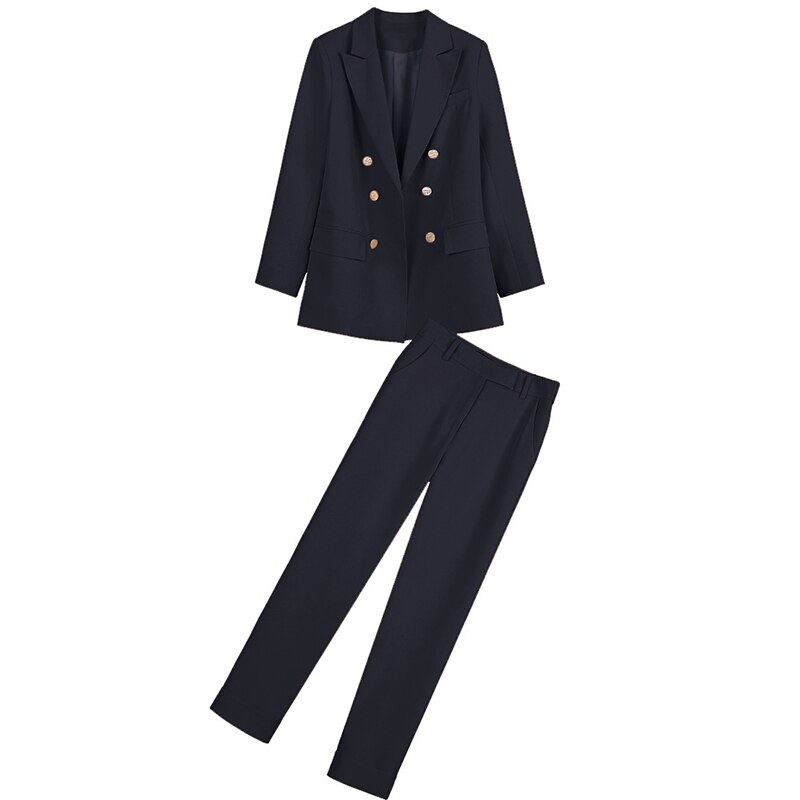Office Work Wear Pant Suits OL 2 Piece Sets Solid ... – Grandado