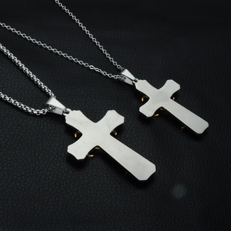 croix pendentif collier pour homme multi-couche en... – Grandado