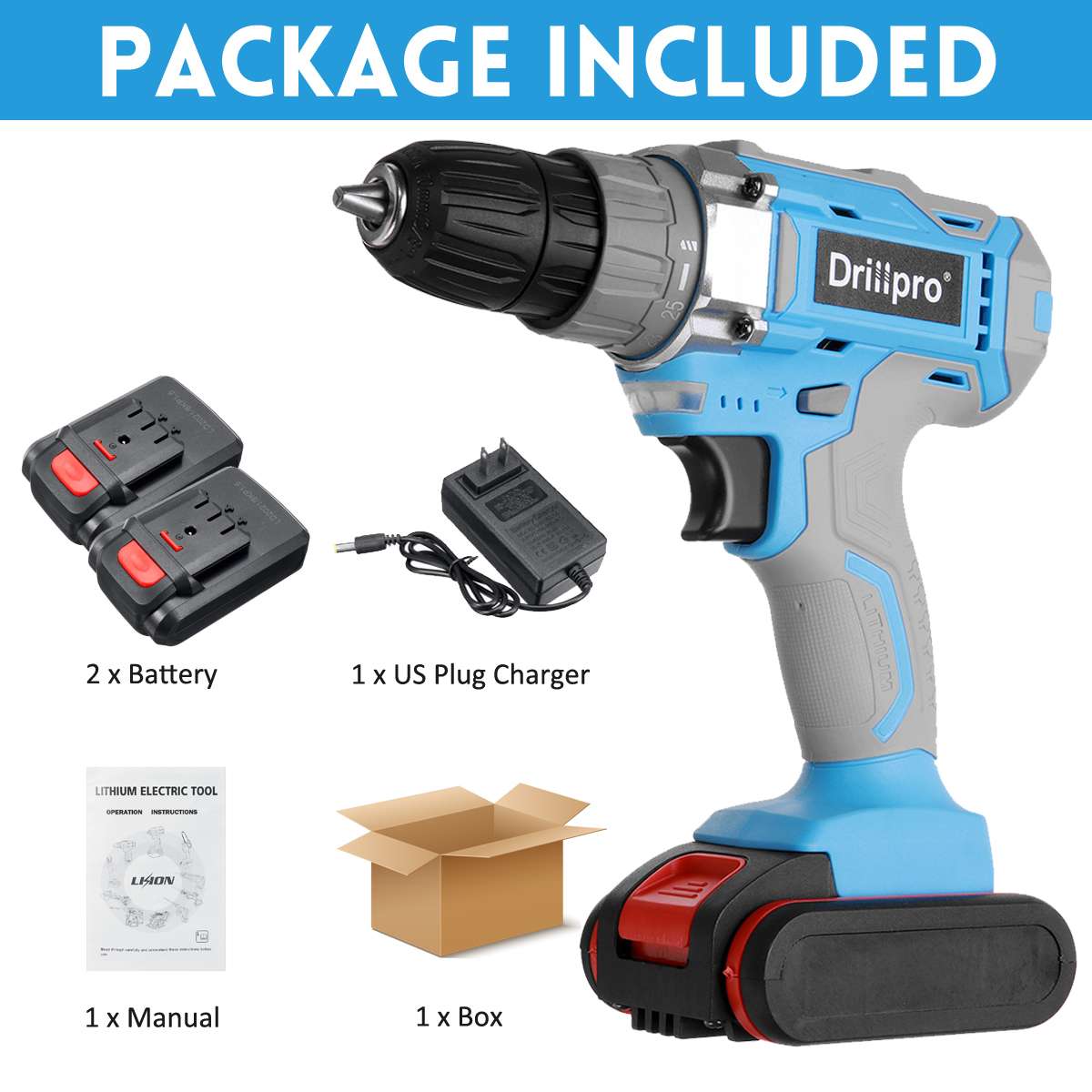 Drillpro 12V 16V 21V 10Mm Accuboormachine Elektris... – Grandado