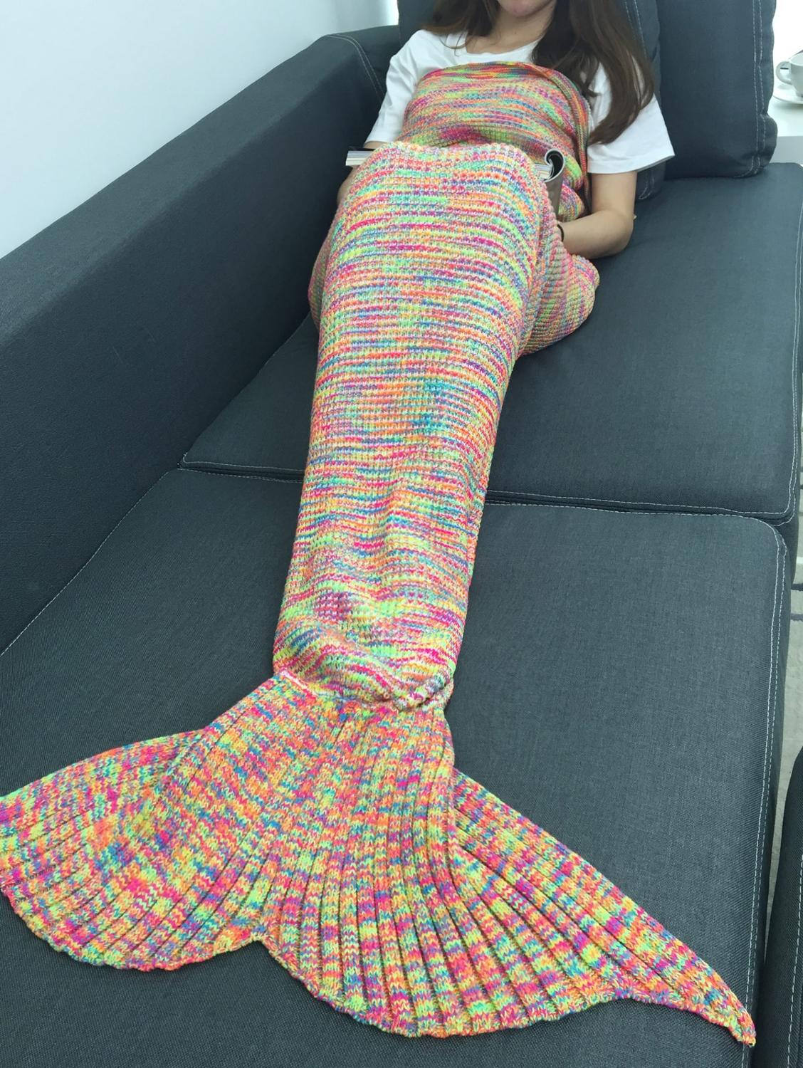 Warmth Acrylic Knitting Colorful Mermaid Tail Blan... – Grandado