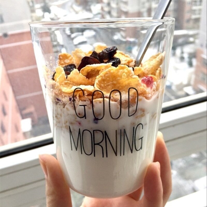 Set of 2 Lovely Glass Breakfast Cup Coffee Tea Mil... – Grandado